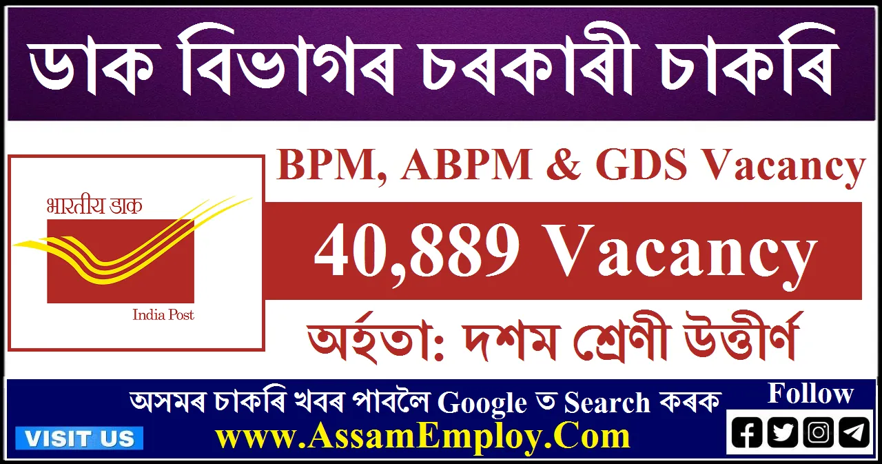 India Post Recruitment 2023 | 40,889 BPM, ABPM & GDS Vacancy, Online ...